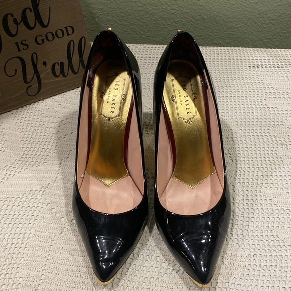 Ted Baker London | Shoes | Ted Baker Black Patent 4 Stiletto Heels With ...